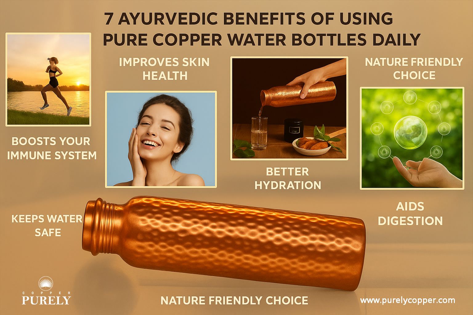 7 Ayurvedic Benefits of Using Pure Copper Water Bottles Daily – Purely ...